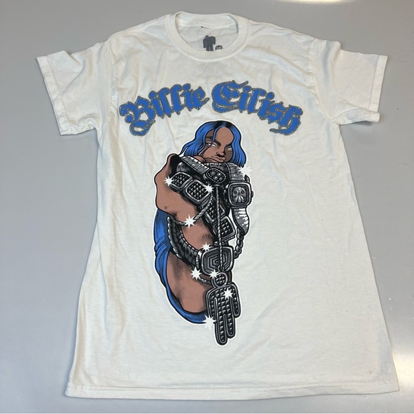 Spencer's | Tops | Spencers Billie Eilish Glitter White Shirt J6 | Poshmark